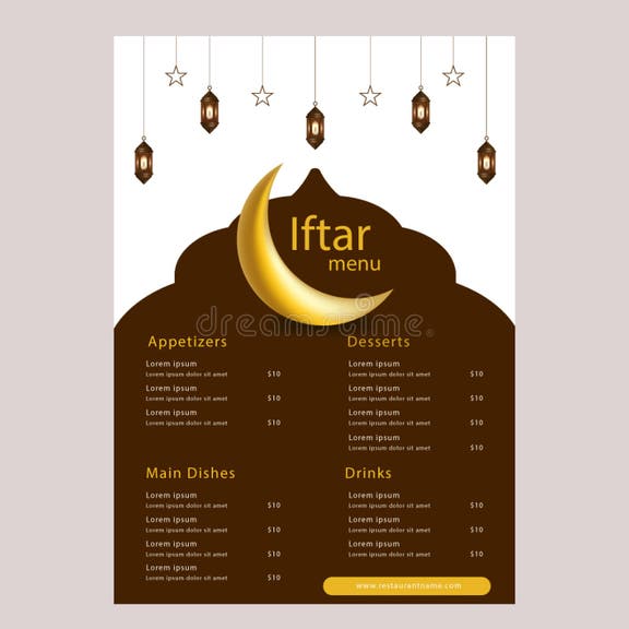 Iftar Ramadan Menu A4 Template Design Editable Stock Vector ...