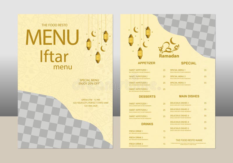 Iftar Ramadan Menu Template Stock Vector - Illustration of vector, menu ...
