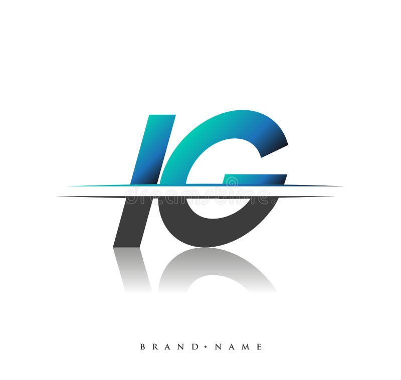 IG Initial Logo Company Name Colored Black and Blue, Simple and Modern ...