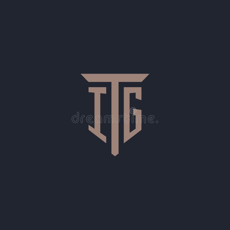 IG Initial Logo Monogram with Pillar Icon Design Stock Vector ...