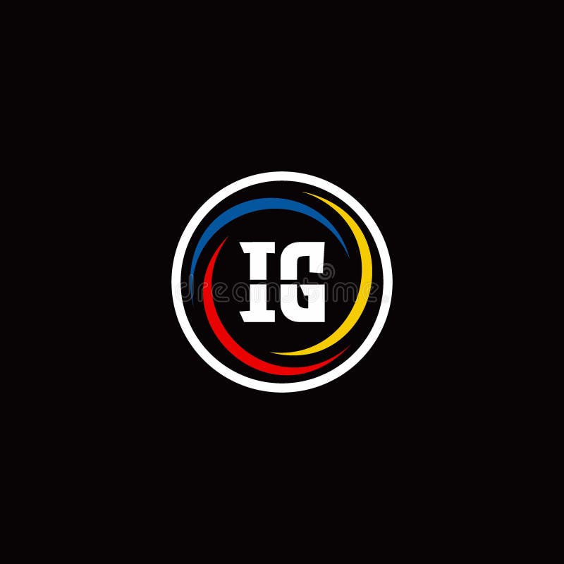 IG Monogram Logo Isolated on Circle Shape with 3 Slash Colors Rounded ...