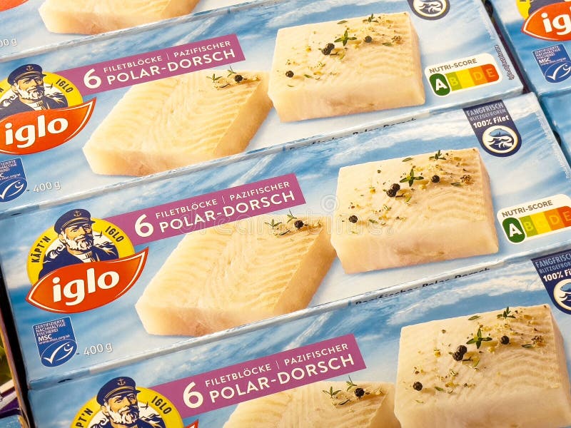 Iglo Polar Cod Filet Blocks with Sea Salt and Herbs Packaging Editorial ...
