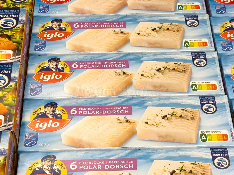 Iglo Polar Cod Fillets on Display in Supermarket Freezer Section ...