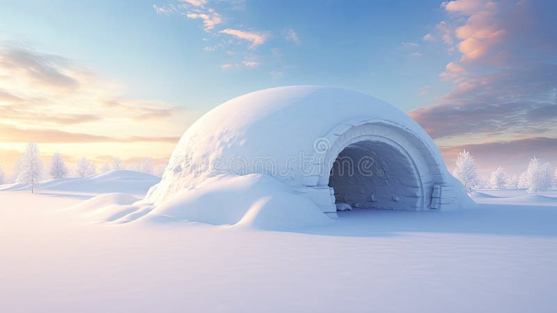 Igloo Building from the Snow with Winter Snowy Scenery Stock Photo ...