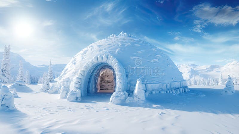 Igloo Building from the Snow with Winter Snowy Scenery Stock Photo ...