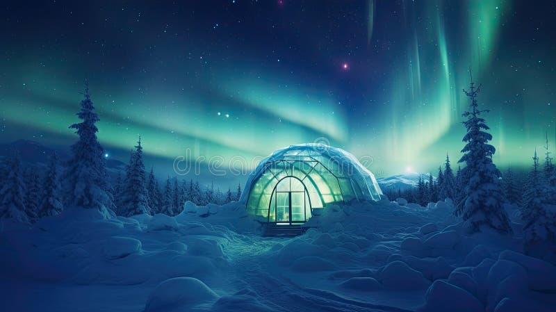 Igloo Building from the Snow with Winter Snowy Scenery Stock Image ...