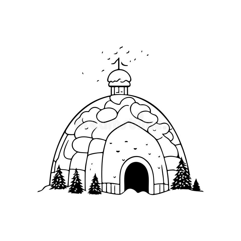 Igloo Icon Hand Draw Black Colour Winter Ice Logo Symbol Perfect Stock ...