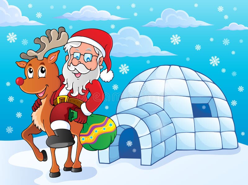 Igloo with Santa Claus Theme 2 Stock Vector - Illustration of artwork ...
