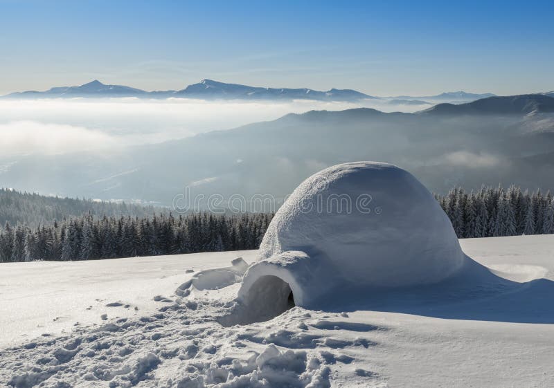 Igloo on the snow stock image. Image of entrance, buildings - 61264959
