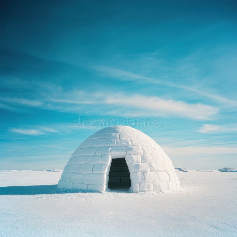 Igloo in Snowy Landscape stock illustration. Illustration of structure ...