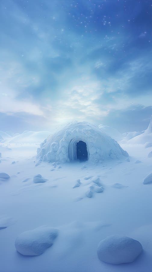 Igloo in White Ice Desert , Generated by AI. Stock Illustration ...