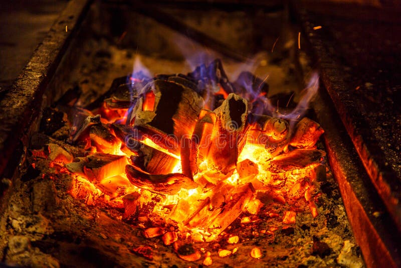 Ignite the Coals on the Grill for Cooking BBQ Stock Image - Image of ...