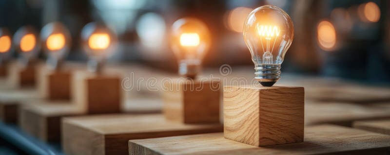 Ignite Innovation with Wooden Cubes Featuring Idea Icons Explore the ...