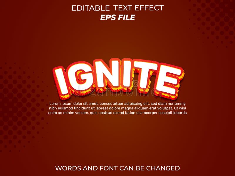 Ignite Text Effect, Font Editable, Typography, 3d Text. Vector Template ...
