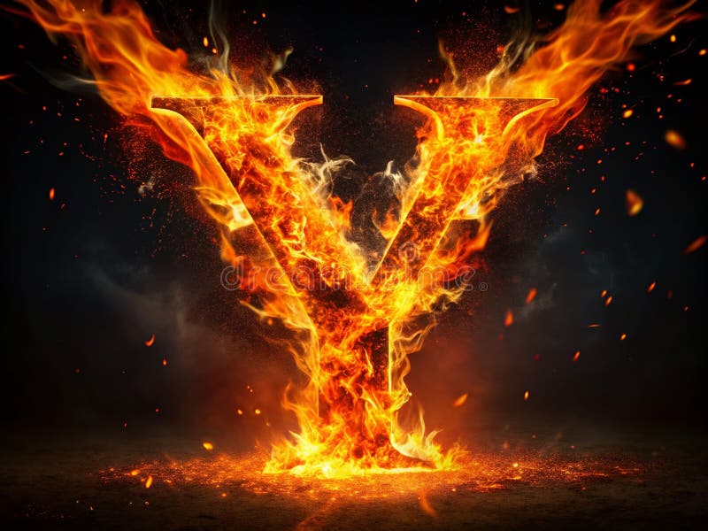 Fiery Alphabet Letter Y a Realistic Flame Design for Branding and ...