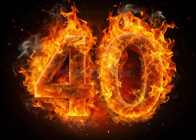 Intense Orange Flame Digit 40 a Striking 3D Render of a Blazing Hot ...