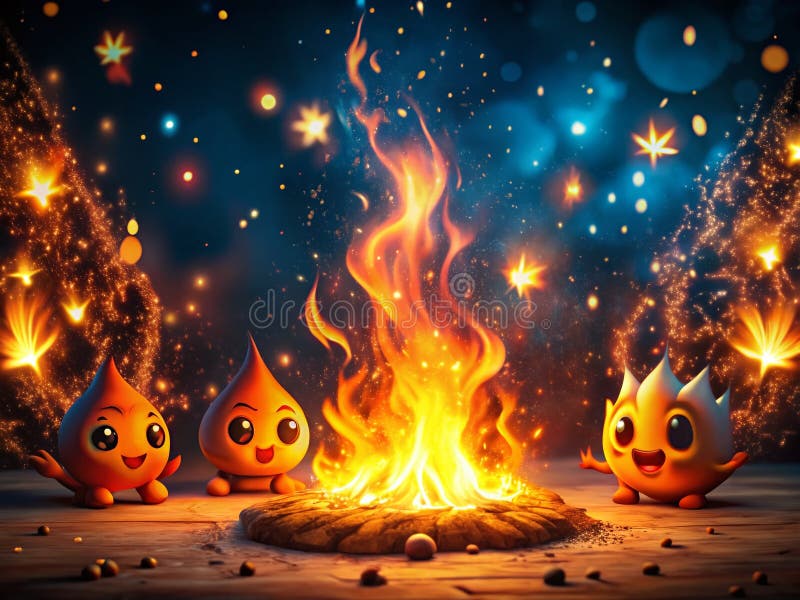 Enthralling Cartoon Flames in LowLight Photography a Fiery Night Scene ...