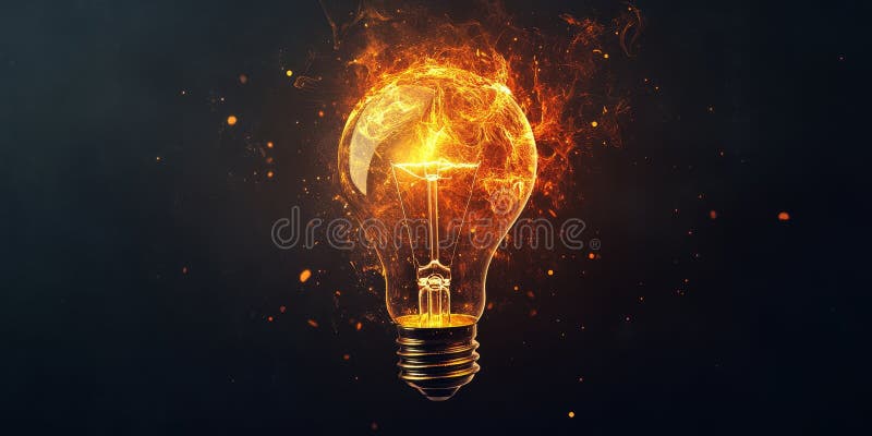 Igniting Ideas: a Mesmerizing Light Bulb Bathed in Fiery Transformation ...