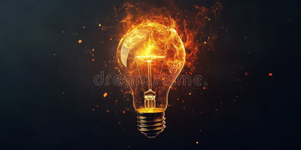 Igniting Ideas: a Mesmerizing Light Bulb Bathed in Fiery Transformation ...