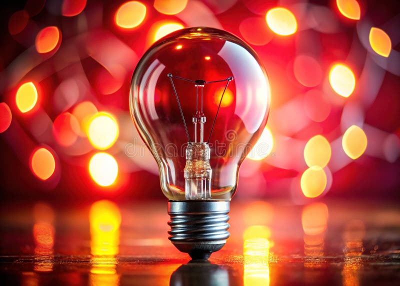 Igniting Innovation a Glowing Lightbulb on a Red Background Symbolizing ...