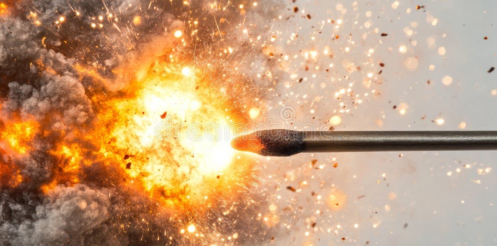 Igniting a Match Causes a Dynamic Explosion of Fire and Smoke that ...