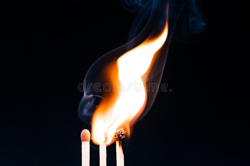 Ignition and Burning Matchstickss Stock Photo - Image of glow, heat ...
