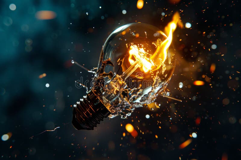 Ignition of Ideas: Exploding Light Bulb Concept. Generative Ai Stock ...