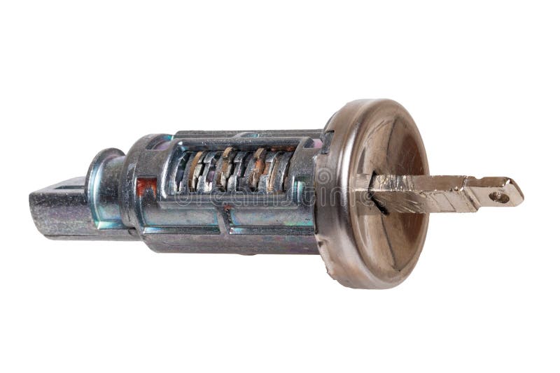 Ignition Lock Isolated. Closeup of Ignition Lock with Destroyed Car Key ...