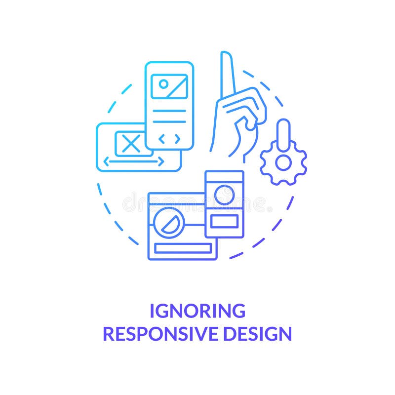 Ignoring Responsive Design Blue Gradient Concept Icon Stock Vector ...
