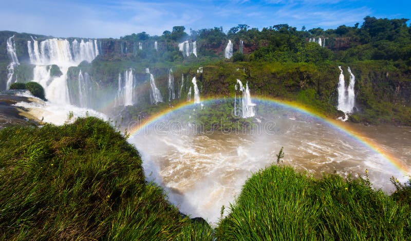 Iguazu Falls in Brazil stock photo. Image of clear, splattering - 256317010