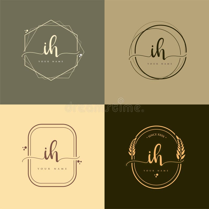 IH Initial Handwriting Logo Vector Sets. Hand Lettering Initials Logo ...