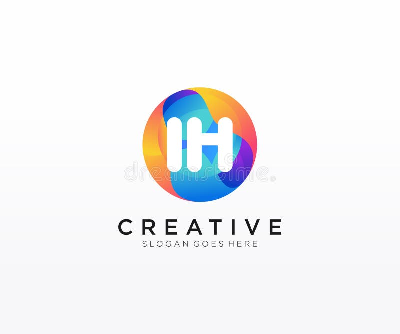 IH Initial Logo with Colorful Circle Template Vector Stock Vector ...
