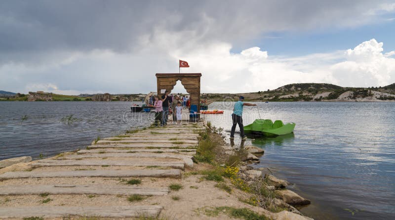 Ihsaniye, Afyonkarahisar/Turkey-June 08 2019: Boat in Lake Emre in ... Ihsaniye, Afyonkarahisar/Turkey-June 08 2019: Boat in Lake Emre in ...