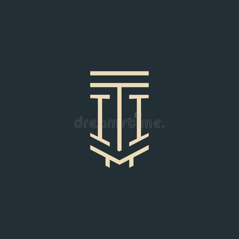 II Initial Monogram with Simple Line Art Pillar Logo Designs Stock ...