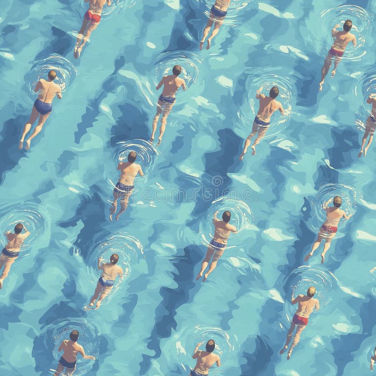 Isometric View Illustration Pattern of Swimmers in the Pool Stock ...