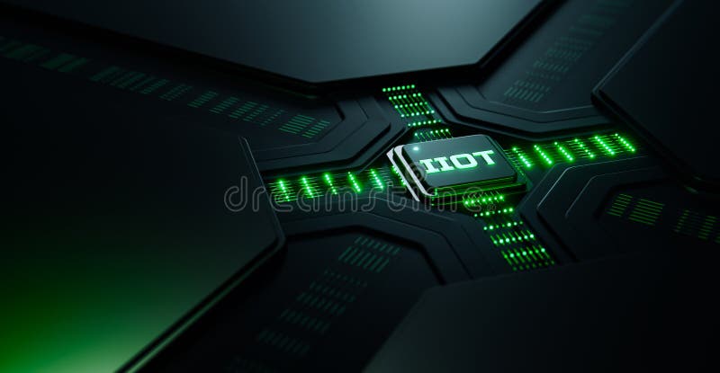 IIOT Industrial Internet of Things Text Word on Chip Processor. Modern ...