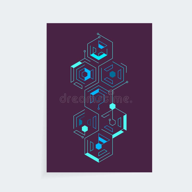 Iisometric Cyber Techno Cover Design Template Stock Vector ...