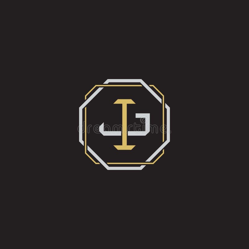 IJ Initial Letter Overlapping Interlock Logo Monogram Line Art Style ...
