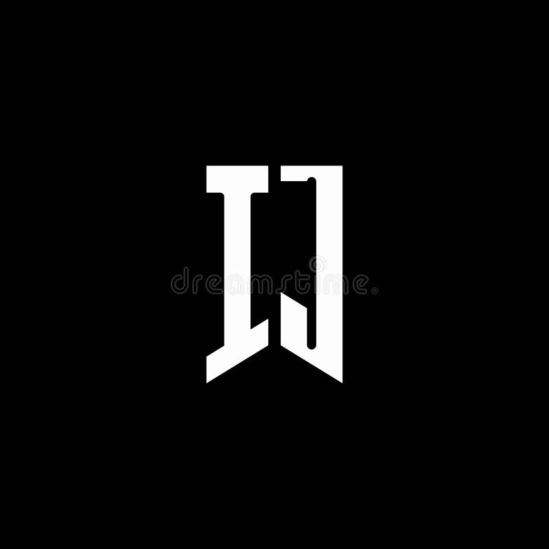 IJ Logo Monogram with Emblem Style Isolated on Black Background Stock ...