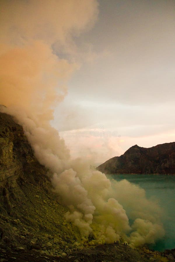 Ijen Volcano and Lake, Ijen, Indonesia Editorial Photography - Image of ...