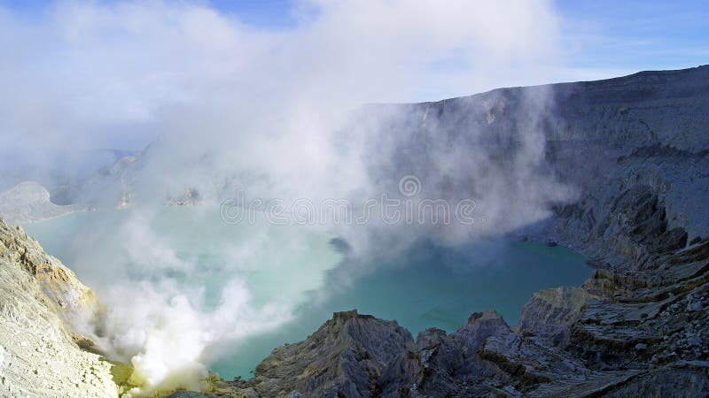 Ijen Volcano in the Sulfur Springs of the Island of Java, Indonesia ...
