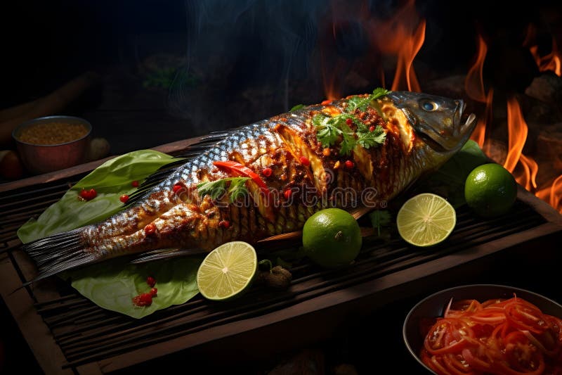 Ikan Bakar, Grilled Fish Marinated in a Blend of Spices Stock ...