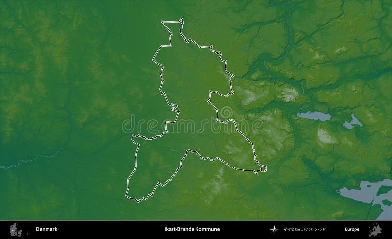 Ikast-Brande Kommune Outlined, Denmark. Physical Stock Illustration ...