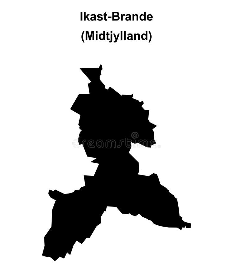 Ikast-Brande outline map stock vector. Illustration of silhouette ...