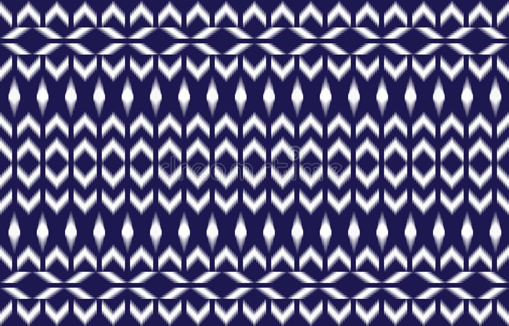 Blue and White Geometrics Ikat Ethnic Design.Ikat Seamless Pattern in Tribal, Folk Embroidery ...