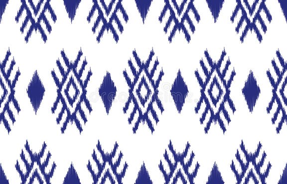 Ikat Seamless Pattern in Blue and White Tones Stock Vector ...