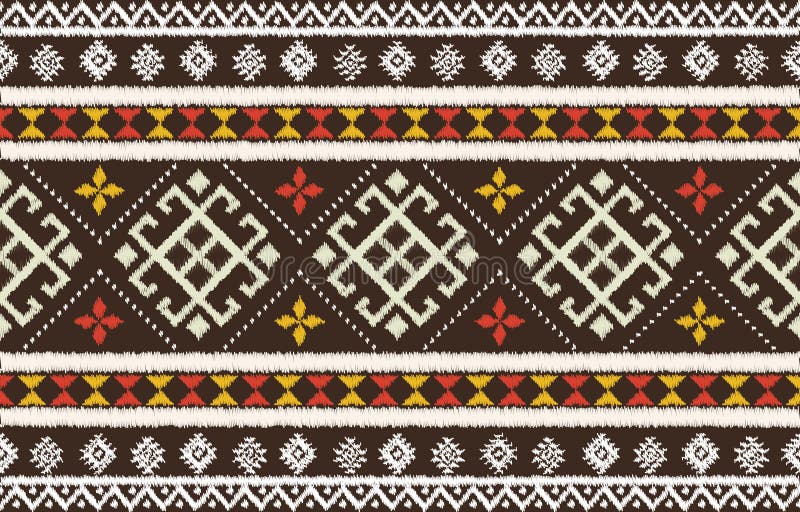 Repeated Ethnic Geometric Border Pattern on Dark Background with Warm ...
