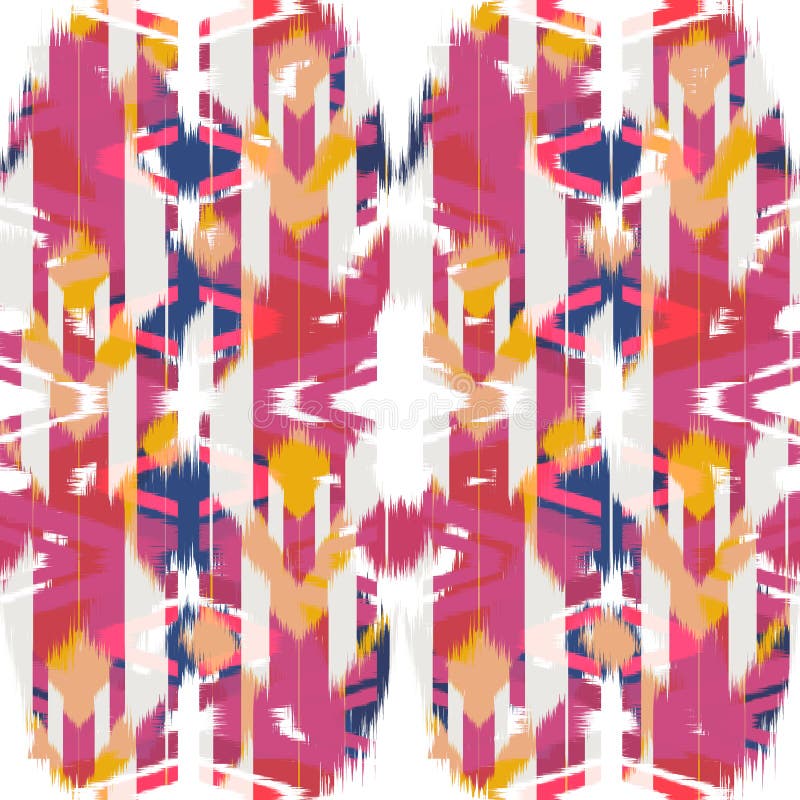 Ikat Seamless Pattern Design for Fabric Stock Illustration ...
