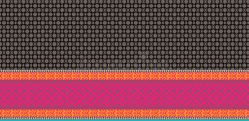 Ikat Seamless Repeat Pattern with Stripped Border Print. Vector ...