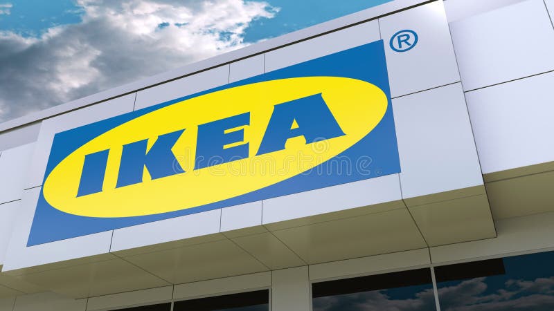 Ikea Logo on the Modern Building Facade. Editorial 3D Rendering ...